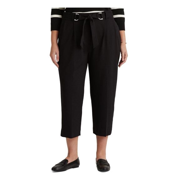 Ralph Lauren | Pants & Jumpsuits | Ralph Lauren Womens Black Belted Cropped Wear To Work Wide ...